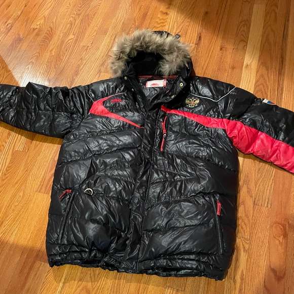 Jackets & Coats | Mens 2xl Black And Red Puffer Jacket Russia | Poshmark